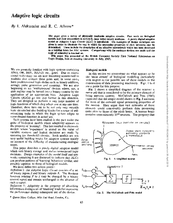 (PDF) Adaptive logic circuits