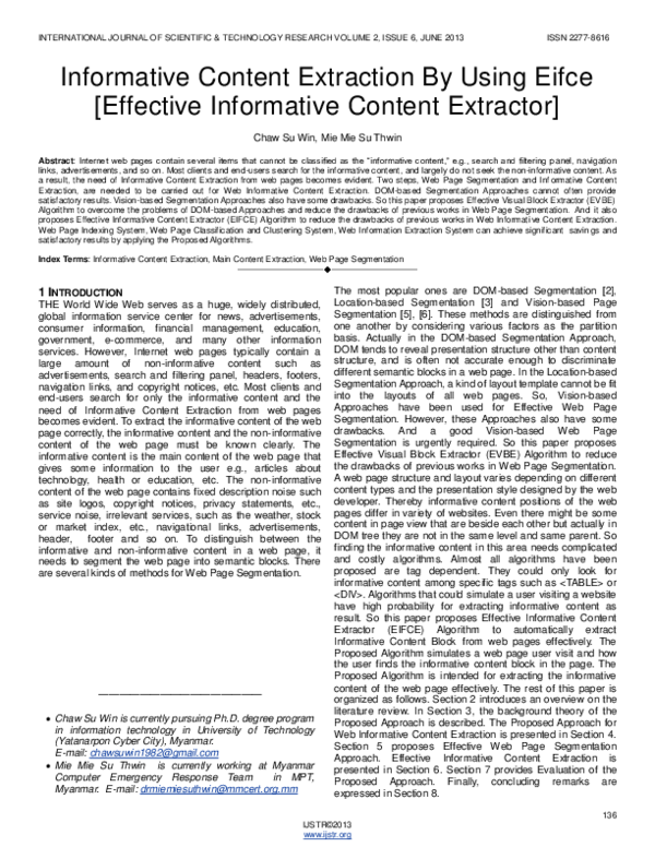(PDF) Informative Content Extraction By Using Eifce [Effective Informative Content Extractor]