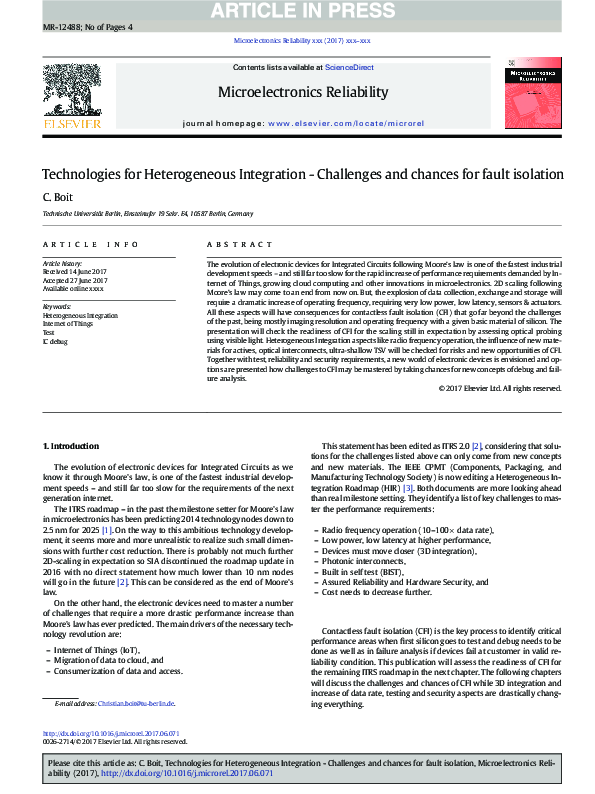 (PDF) Technologies for Heterogeneous Integration - Challenges and ...