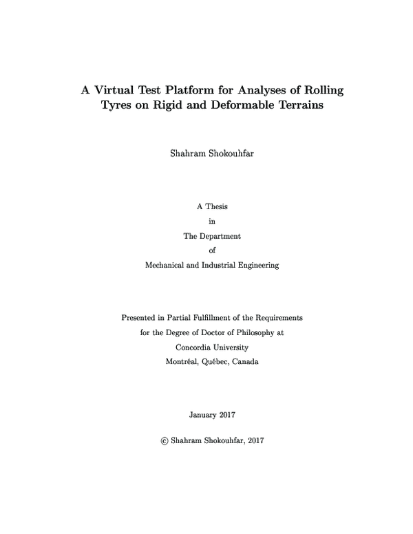 (PDF) A Virtual Test Platform for Analyses of Rolling Tyres on Rigid ...