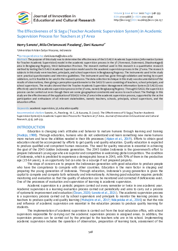 (PDF) The Effectiveness of Si Sagu (Teacher Academic Supervision System ...