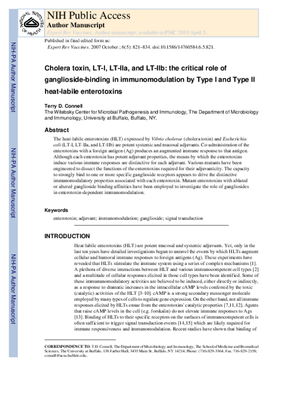 (PDF) Cholera toxin, LT-I, LT-IIa and LT-IIb: the critical role of ...