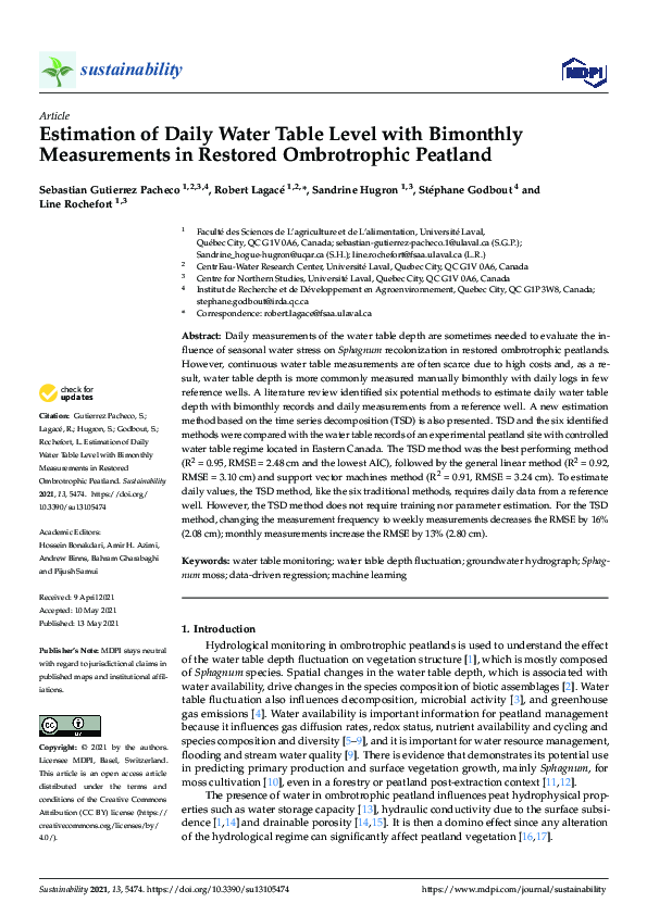 (PDF) Estimation of Daily Water Table Level with Bimonthly Measurements ...