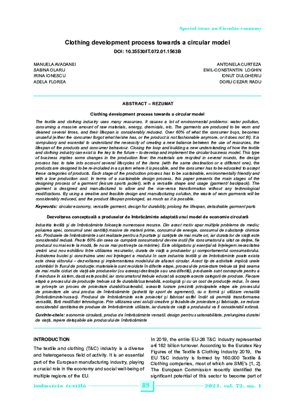 (PDF) Clothing development process towards a circular model