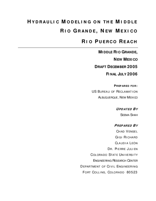 (PDF) Prepared For: Us Bureau of Reclamation