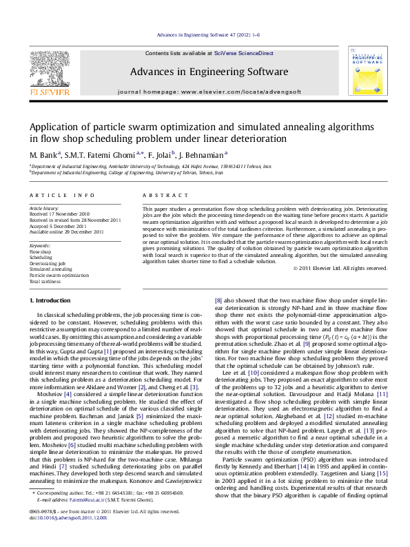 (PDF) Application of particle swarm optimization and simulated annealing algorithms in flow shop ...