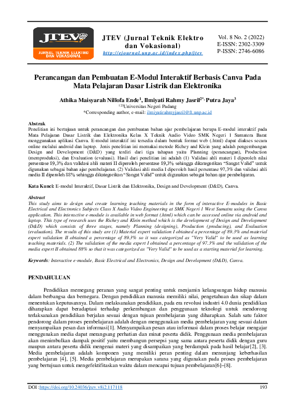 (PDF) Perancangan dan Pembuatan E-Modul Interaktif Berbasis Canva Pada Mata Pelajaran Dasar ...