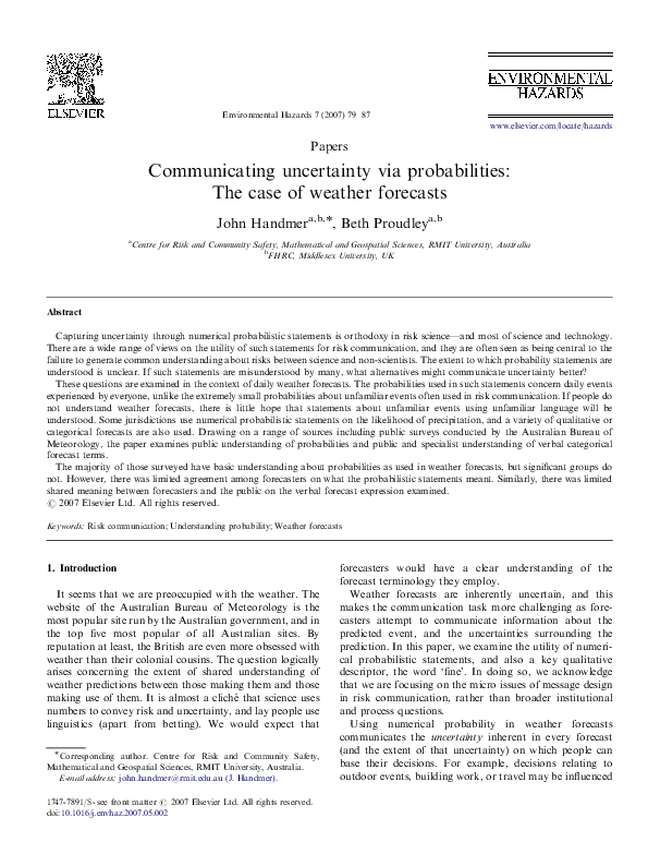 (PDF) Communicating uncertainty via probabilities: The case of weather ...