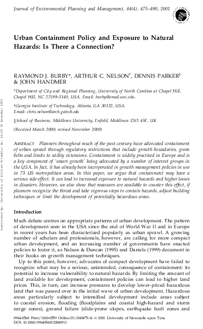 (PDF) Urban Containment Policy and Exposure to Natural Hazards: Is ...