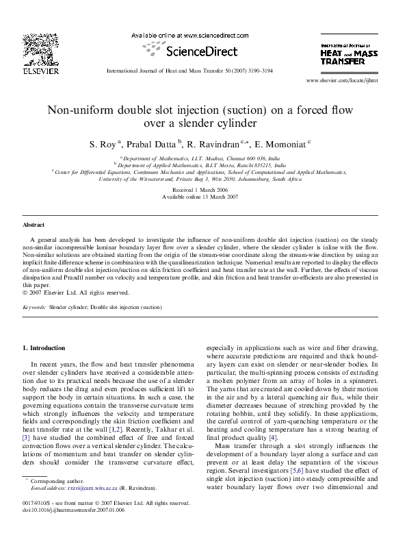 (PDF) Non-uniform double slot injection (suction) on a forced flow over ...