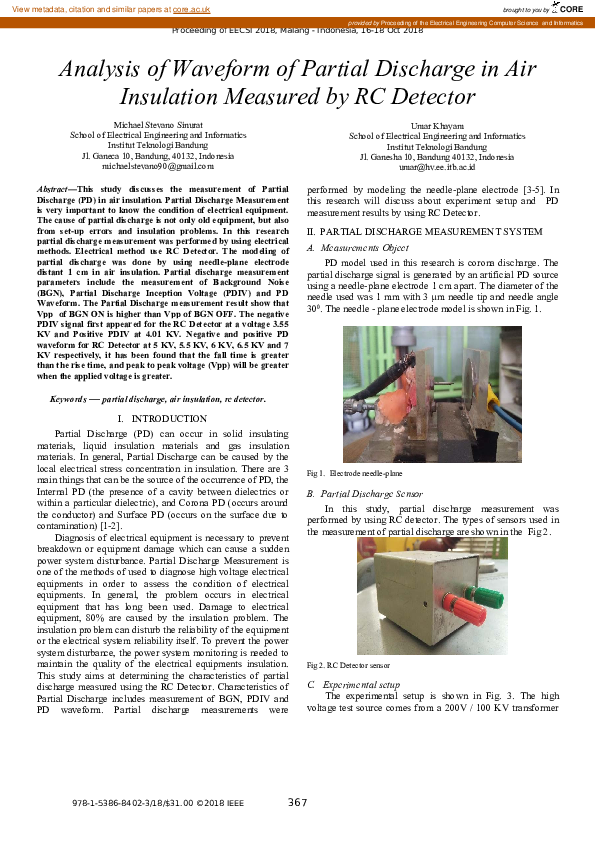 (PDF) Analysis of Waveform of Partial Discharge in Air Insulation ...