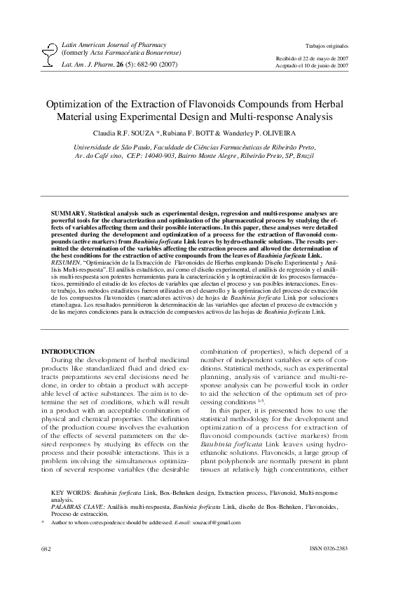 (PDF) Optimization of the extraction of flavonoids compounds from herbal material using ...