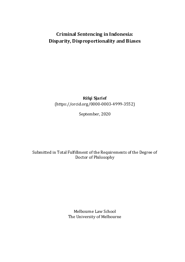 (PDF) Criminal Sentencing in Indonesia: Disparity, Disproportionality ...