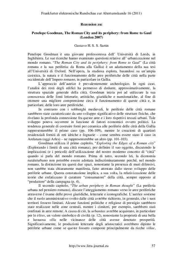 (PDF) Rezension zu: Penelope Goodman, The Roman City and its periphery ...