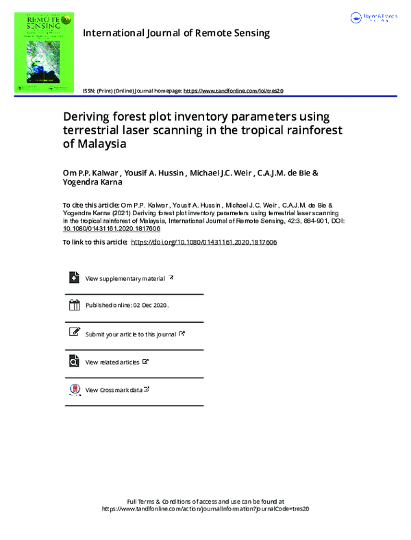 (PDF) Deriving forest plot inventory parameters using terrestrial laser scanning in the tropical ...