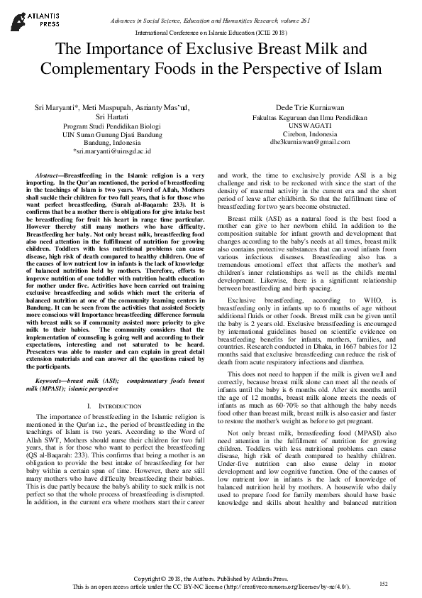 (PDF) The Importance of Exclusive Breast Milk and Complementary Foods ...