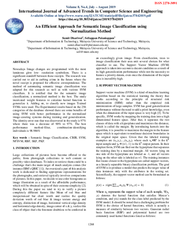 (PDF) An Efficient Approach for Semantic Image Classification using Normalization Method