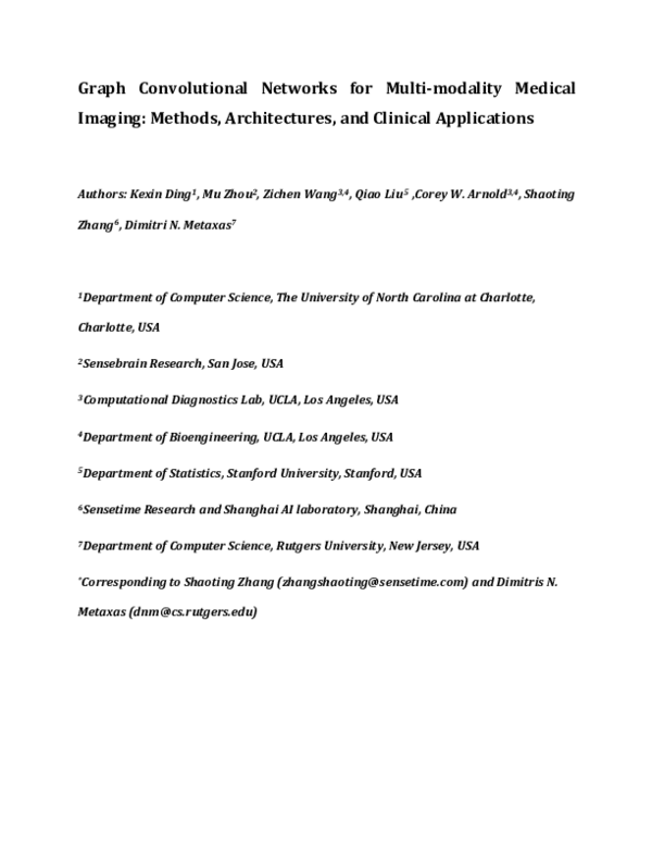 (PDF) Graph Convolutional Networks for Multi-modality Medical Imaging: Methods, Architectures ...