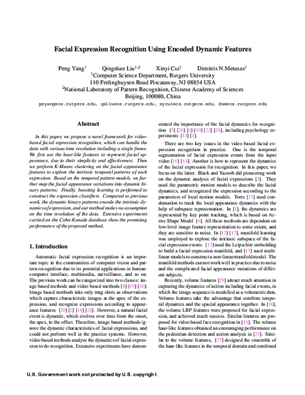 Pdf Facial Expression Recognition Using Encoded Dynamic Features