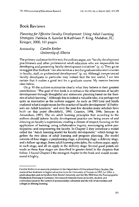 (PDF) Planning for Effective Faculty Development: Using Adult Learning Strategies. Professional ...