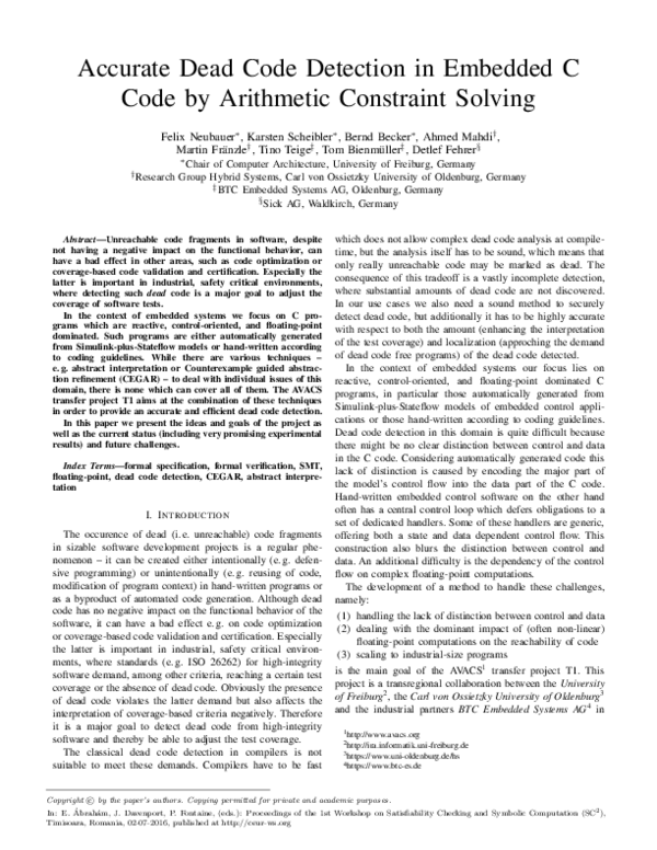(PDF) Accurate Dead Code Detection in Embedded C Code by Arithmetic ...