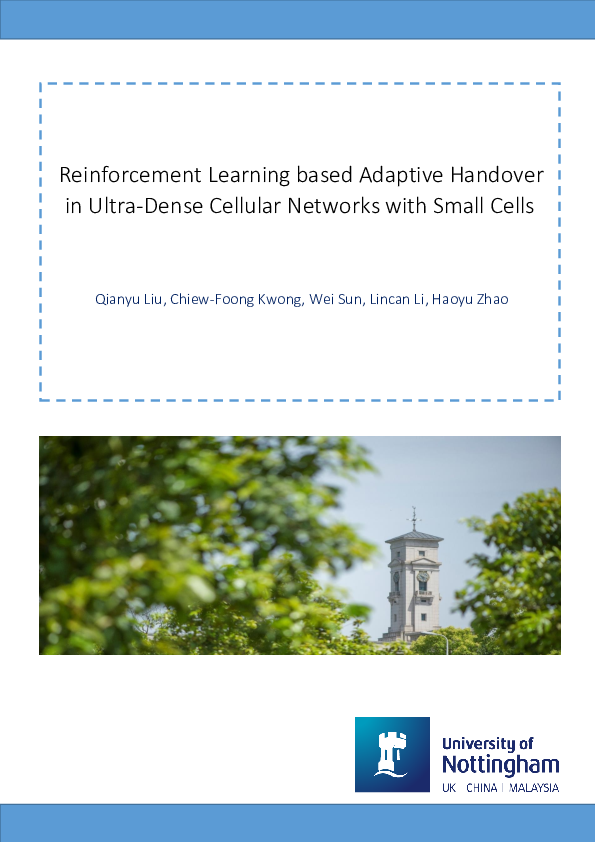 (PDF) Reinforcement learning based adaptive handover in ultra-dense cellular networks with small ...
