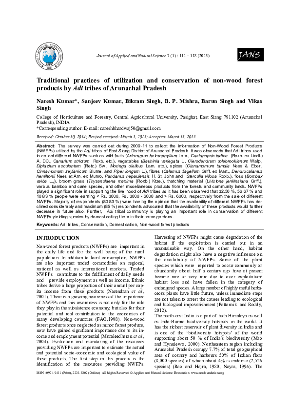 (PDF) Traditional practices of utilization and conservation of non-wood ...