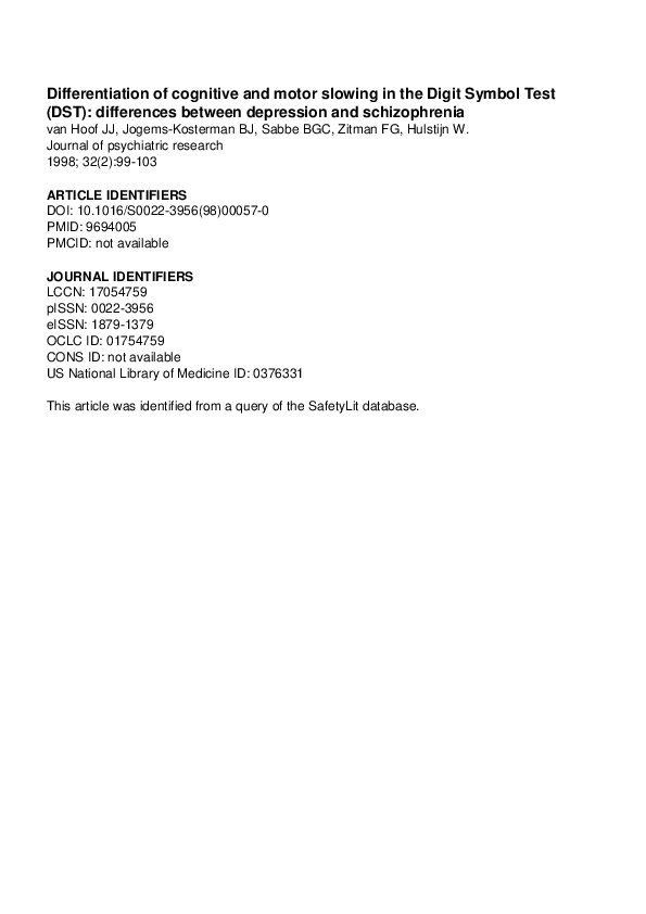 (PDF) Differentiation of cognitive and motor slowing in the Digit ...