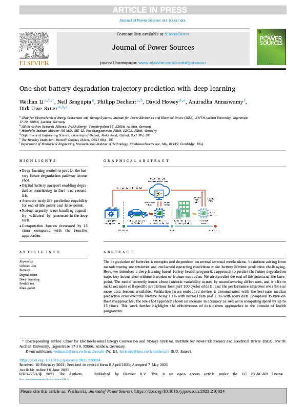 (PDF) One-shot battery degradation trajectory prediction with deep learning