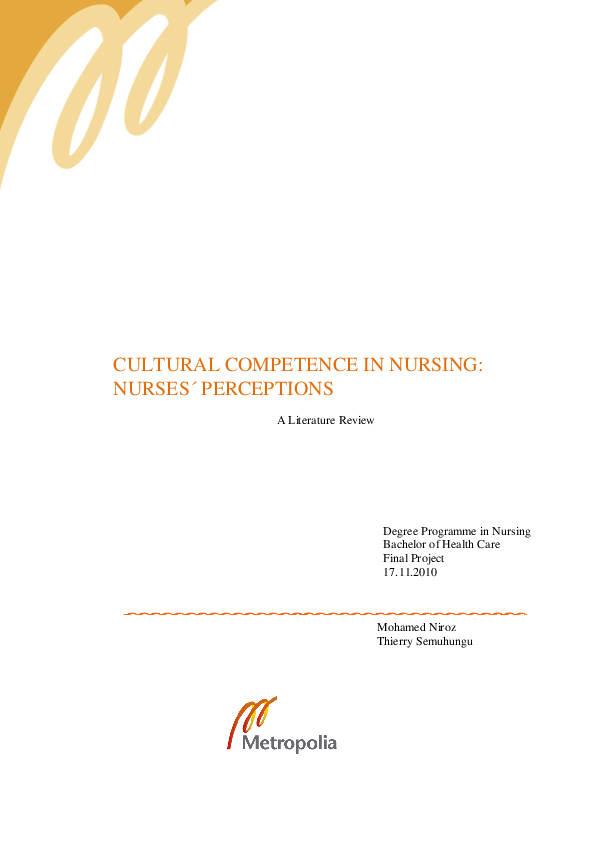 (PDF) Cultural competence in nursing : nurses' perceptions