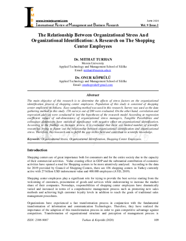 (PDF) The Relationship Between Organizational Stress And Organizational Identification: A ...