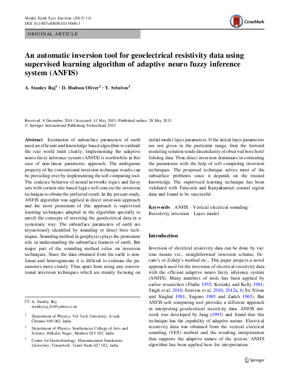 (PDF) An automatic inversion tool for geoelectrical resistivity data using supervised learning ...