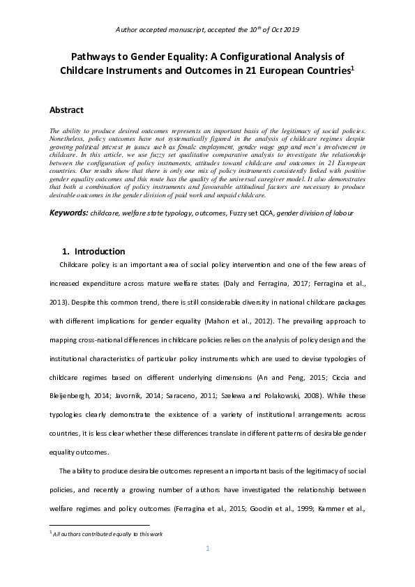 (PDF) Pathways to gender equality: A configurational analysis of ...