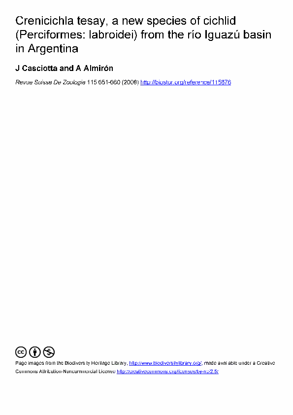 (PDF) Crenicichla tesay, a new species of cichlid (Perciformes ...