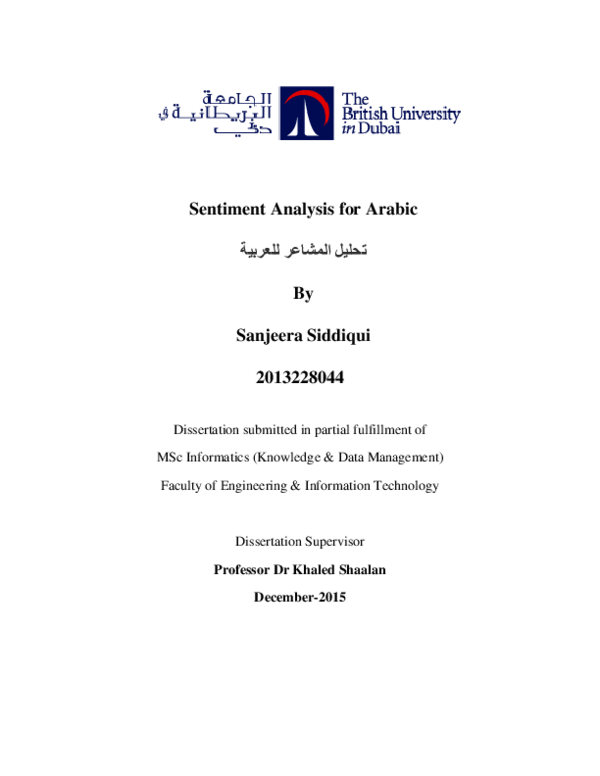 (PDF) sentiment analysis for Arabic