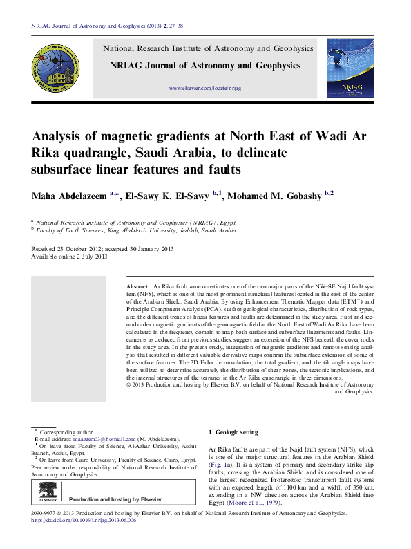 (PDF) Analysis of magnetic gradients at North East of Wadi Ar Rika ...