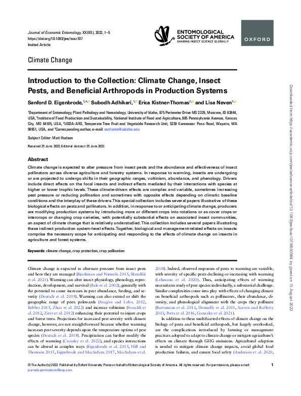 (PDF) Introduction to the Collection: Climate Change, Insect Pests, and ...