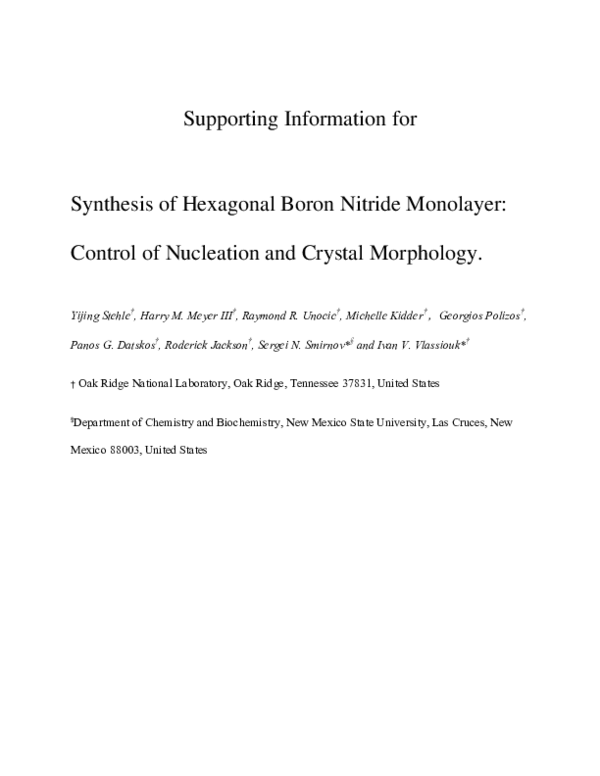 (PDF) Synthesis of Hexagonal Boron Nitride Monolayer: Control of Nucleation and Crystal Morphology