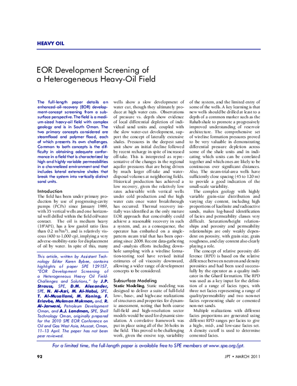 (PDF) EOR Development Screening of a Heterogeneous Heavy Oil Field ...