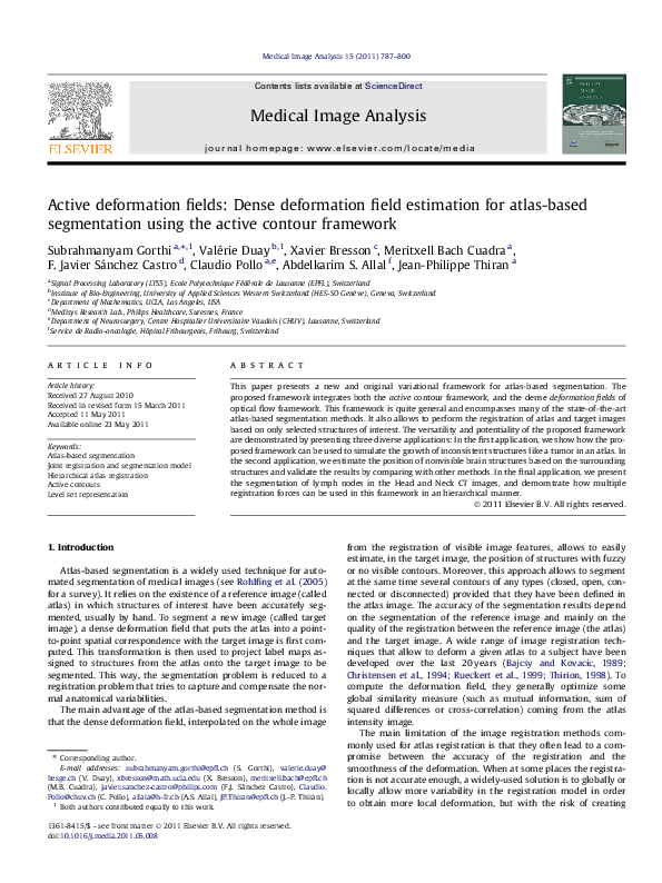 (PDF) Active deformation fields: Dense deformation field estimation for atlas-based segmentation ...