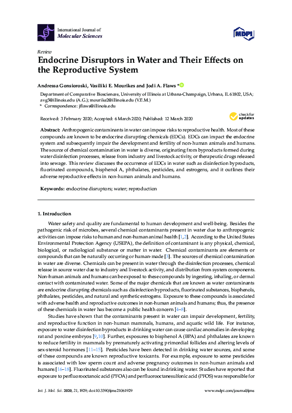 (PDF) Endocrine Disruptors in Water and Their Effects on the ...