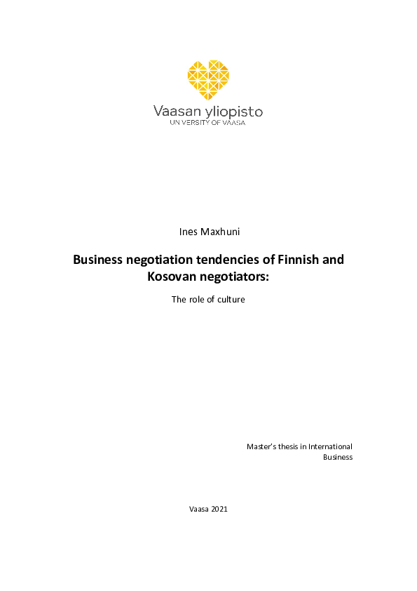 (PDF) Business negotiation tendencies of Finnish and Kosovan ...