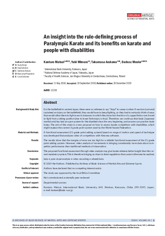(PDF) An insight into the rule-defining process of Paralympic Karate ...