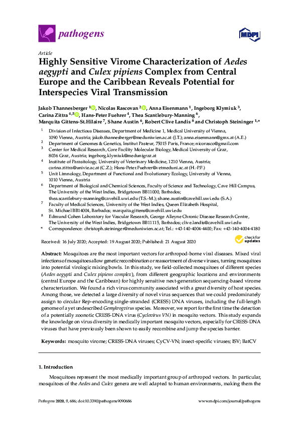 (PDF) Virome Analysis of Mosquitoes Reveals Viral Transmission Risks