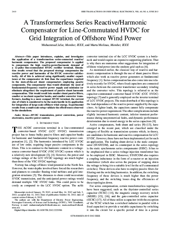 (PDF) A Transformerless Series Reactive/Harmonic Compensator for Line-Commutated HVDC for Grid ...