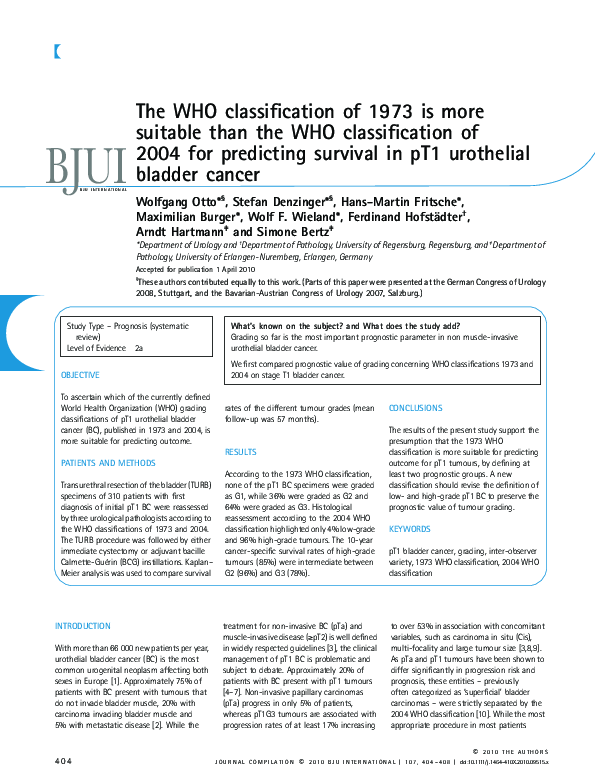 (PDF) The WHO classification of 1973 is more suitable than the WHO ...