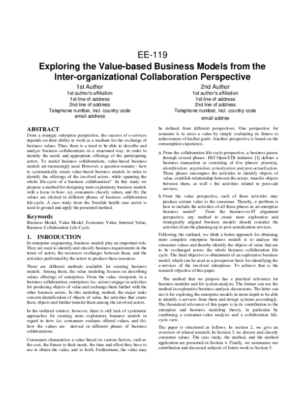 (PDF) Exploring the Value-based Business Models from the Inter ...
