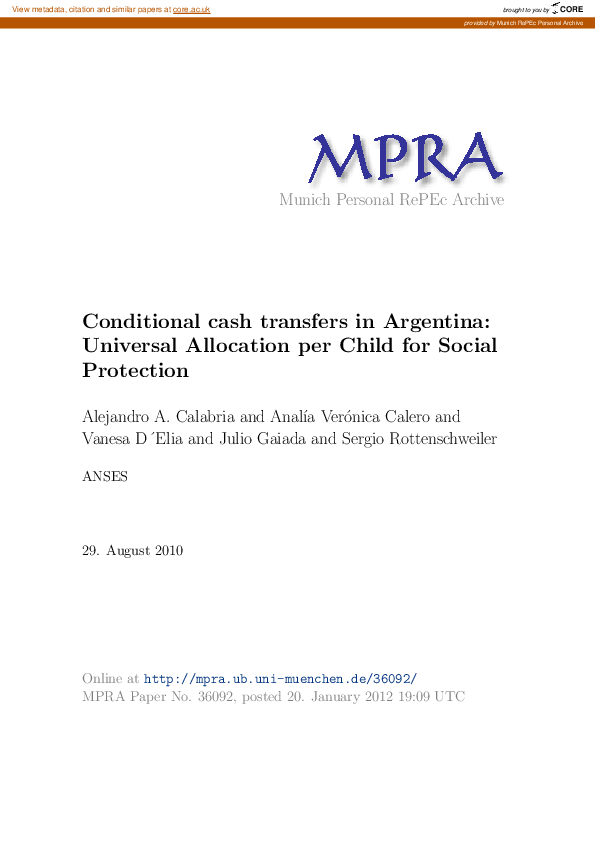 (PDF) Transferencias condicionadas de ingreso en Argentina: la ...