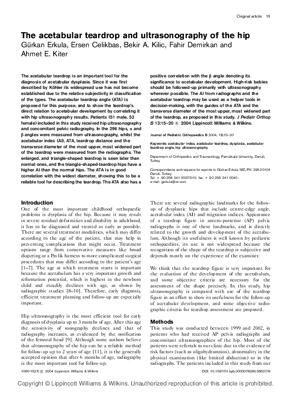 (PDF) The acetabular teardrop and ultrasonography of the hip