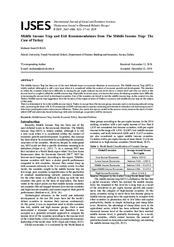 (PDF) Middle Income Trap and Exit Recommendations from the Middle ...